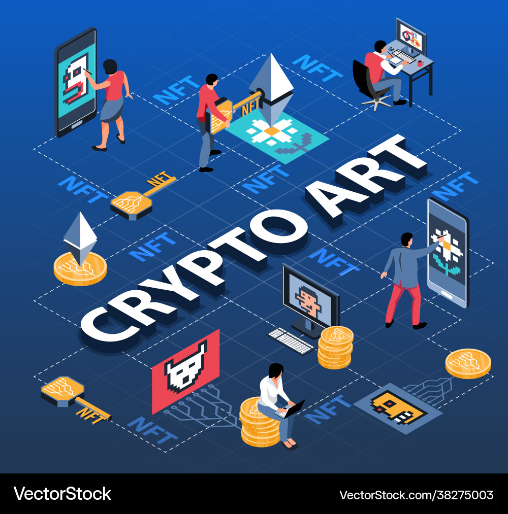 Crypto art flowchart composition Royalty Free Vector Image