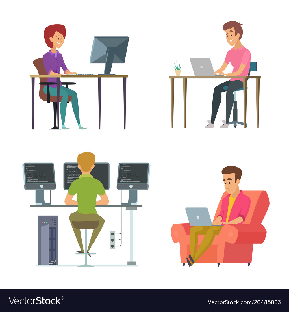 Designers and programmers at work Royalty Free Vector Image