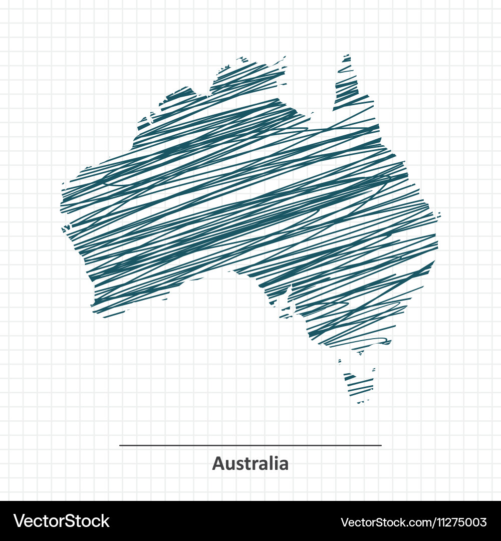 Doodle sketch of australia map Royalty Free Vector Image