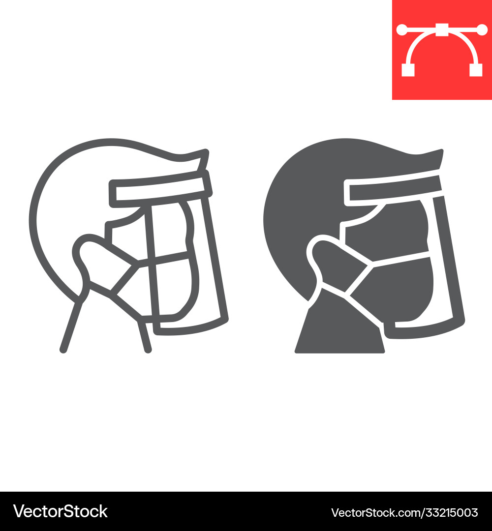 Face shield mask line and glyph icon protection Vector Image