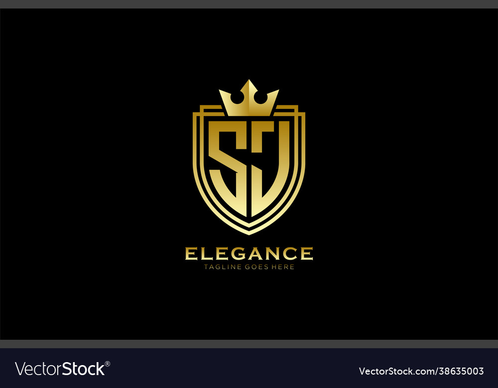 Initial sj elegant luxury monogram logo or badge Vector Image