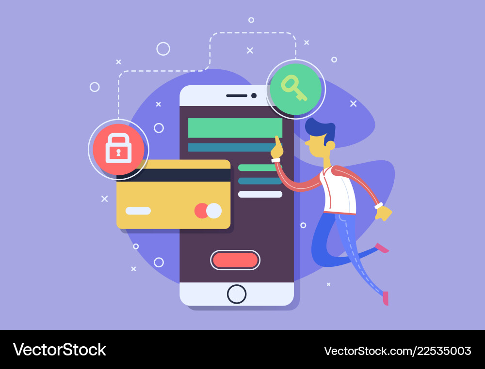 Mobile phone payment icon in flat style Royalty Free Vector