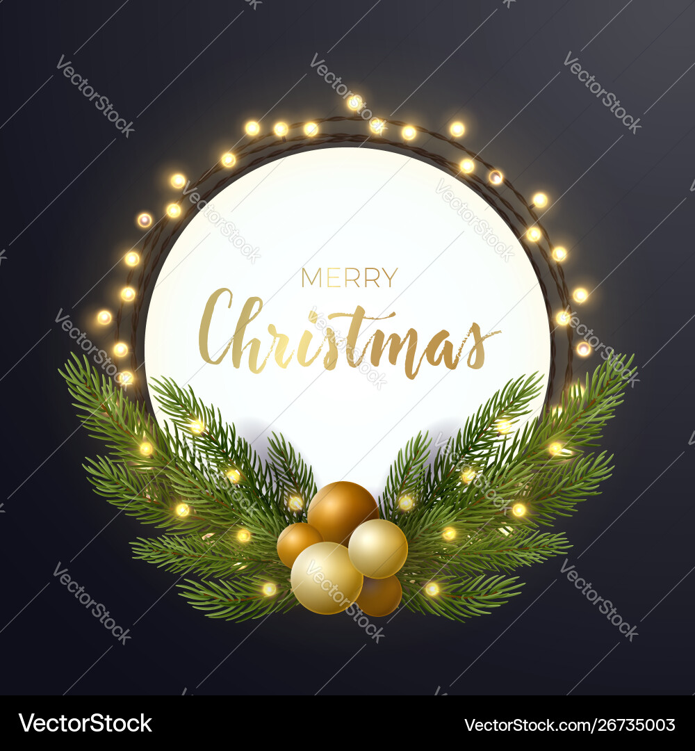 Round christmas design with decorative light bulb Vector Image