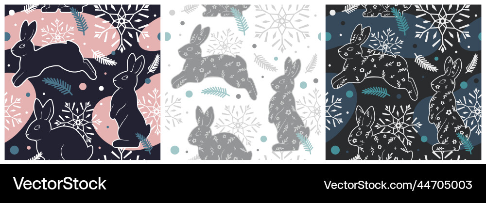 Set of cute winter festive seamless patterns Vector Image