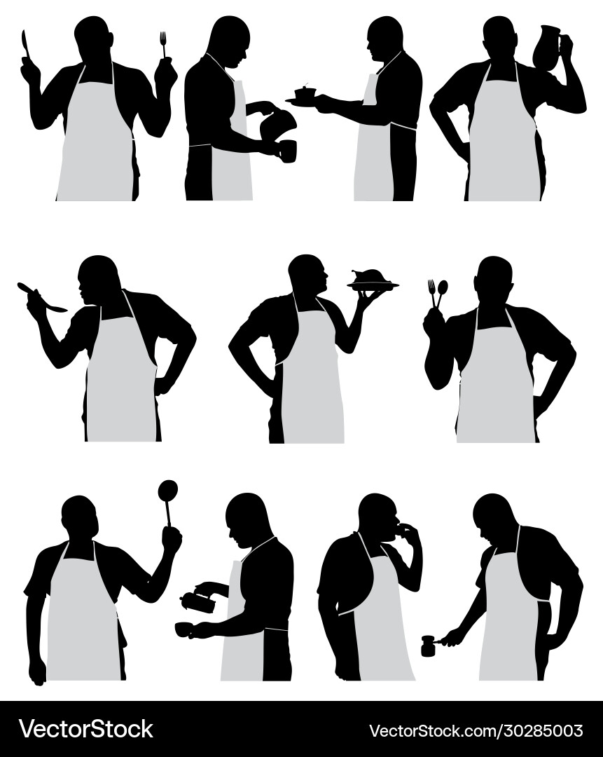 Silhouettes a male cook Royalty Free Vector Image