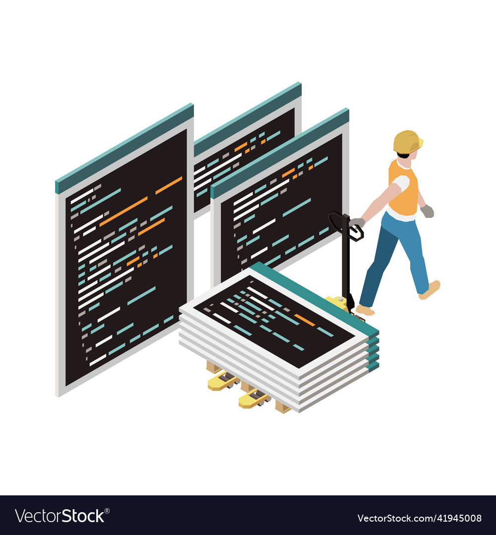 Code warehouse stacks composition Royalty Free Vector Image