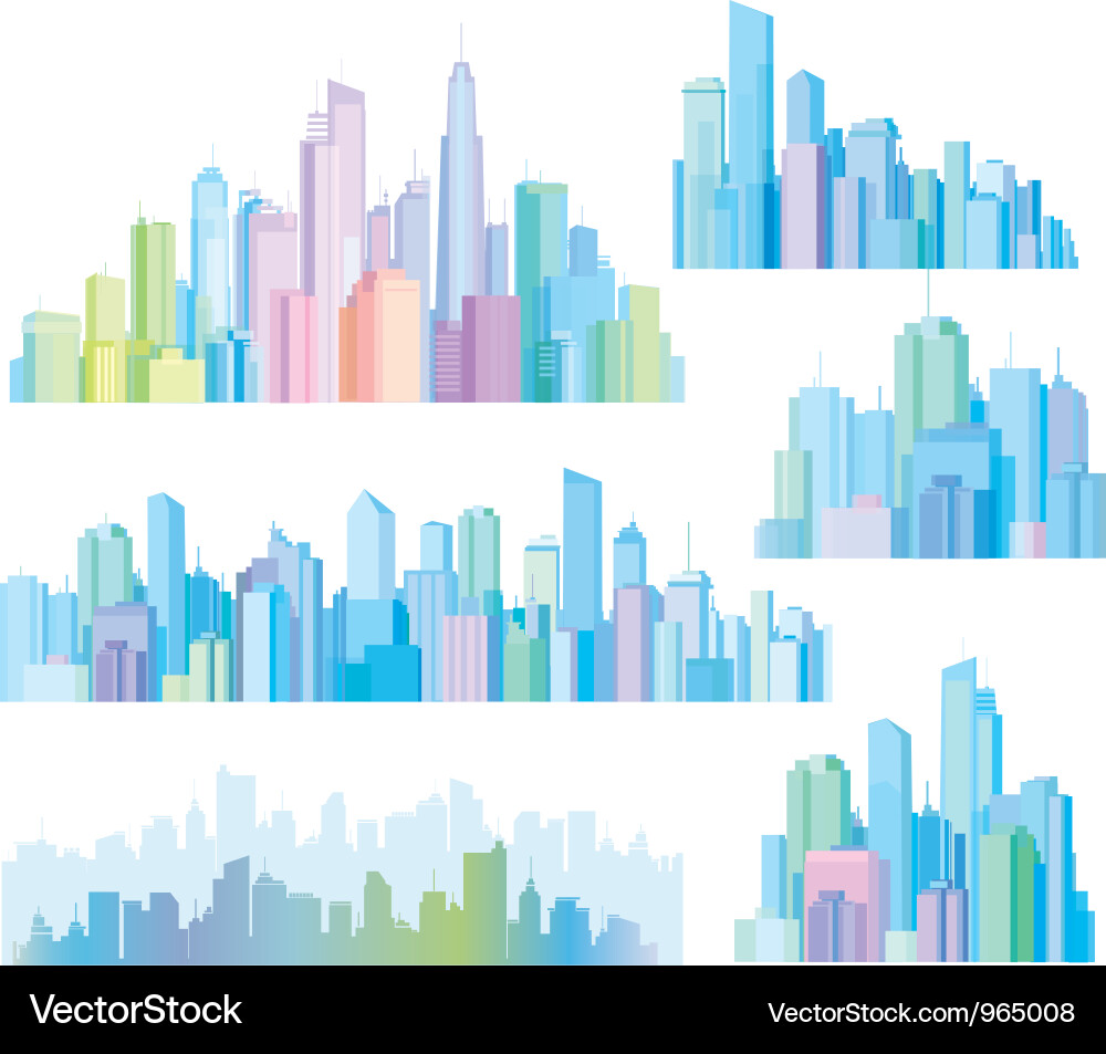 Colorful panorama of cities Royalty Free Vector Image
