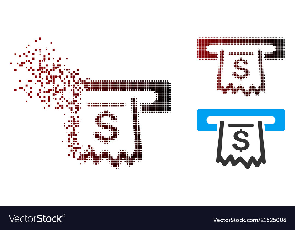 Dissolving pixel halftone paper receipt terminal Vector Image Dissolving pixel halftone paper receipt terminal Vector Image