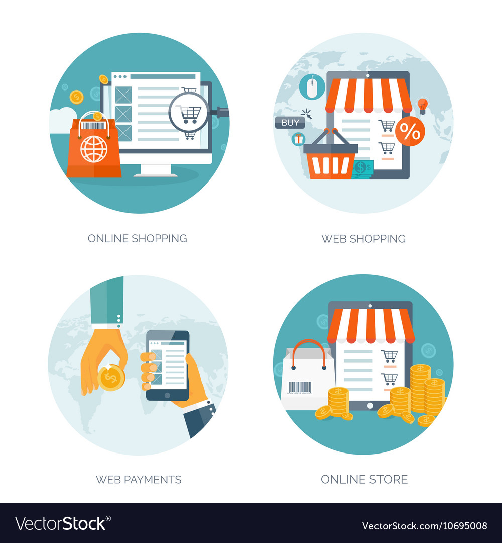 Flat header shopping web Royalty Free Vector Image