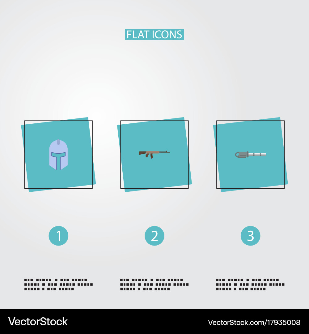 Flat icons firearm assault rifle warrior Vector Image