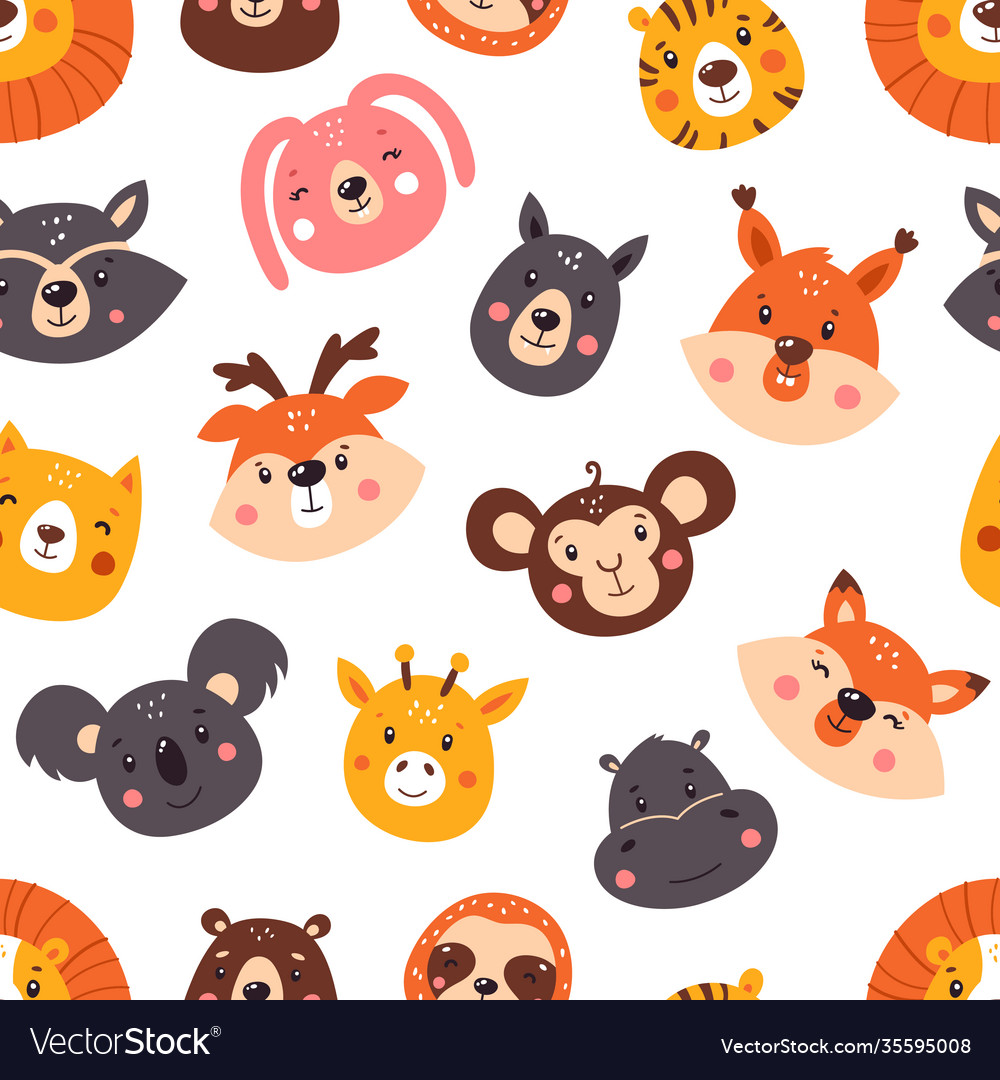 Forest seamless pattern with cute animals pattern Vector Image