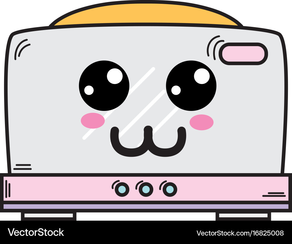 Kawaii cute happy toaster technology Royalty Free Vector