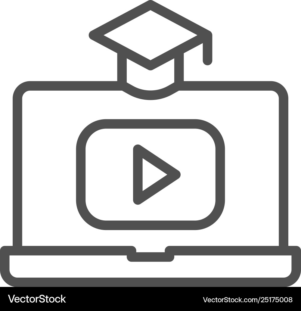 Laptop with play button educational video online Vector Image