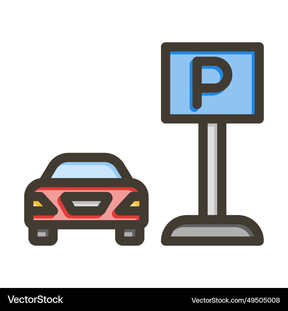 Parking thick line filled colors icon Royalty Free Vector