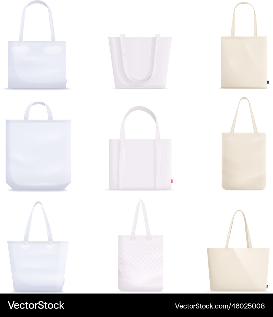 Realistic fabric bags collection Royalty Free Vector Image