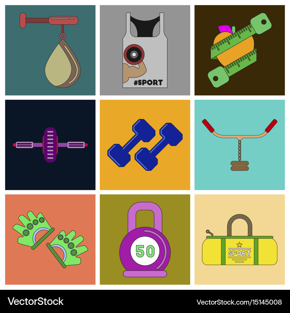 Set icons in flat design gym Royalty Free Vector Image