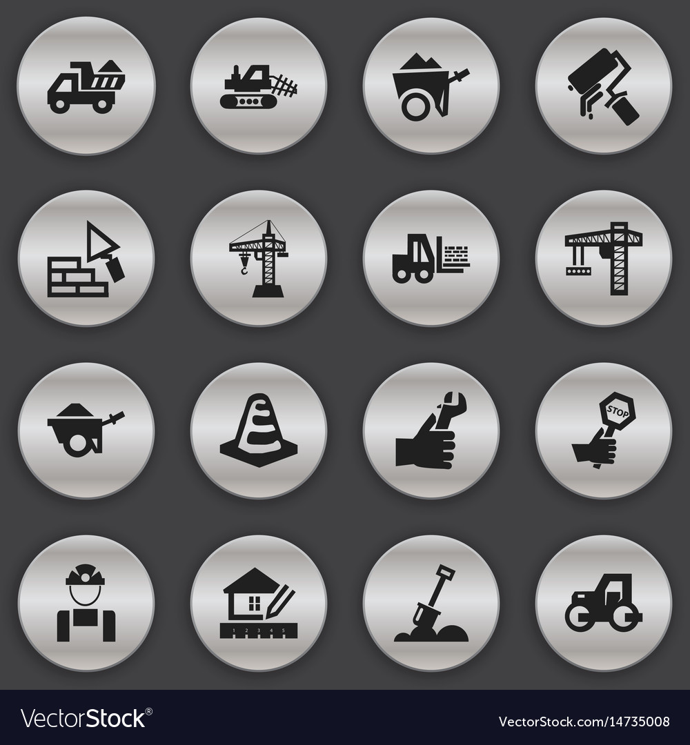Set of 16 editable structure icons includes Vector Image