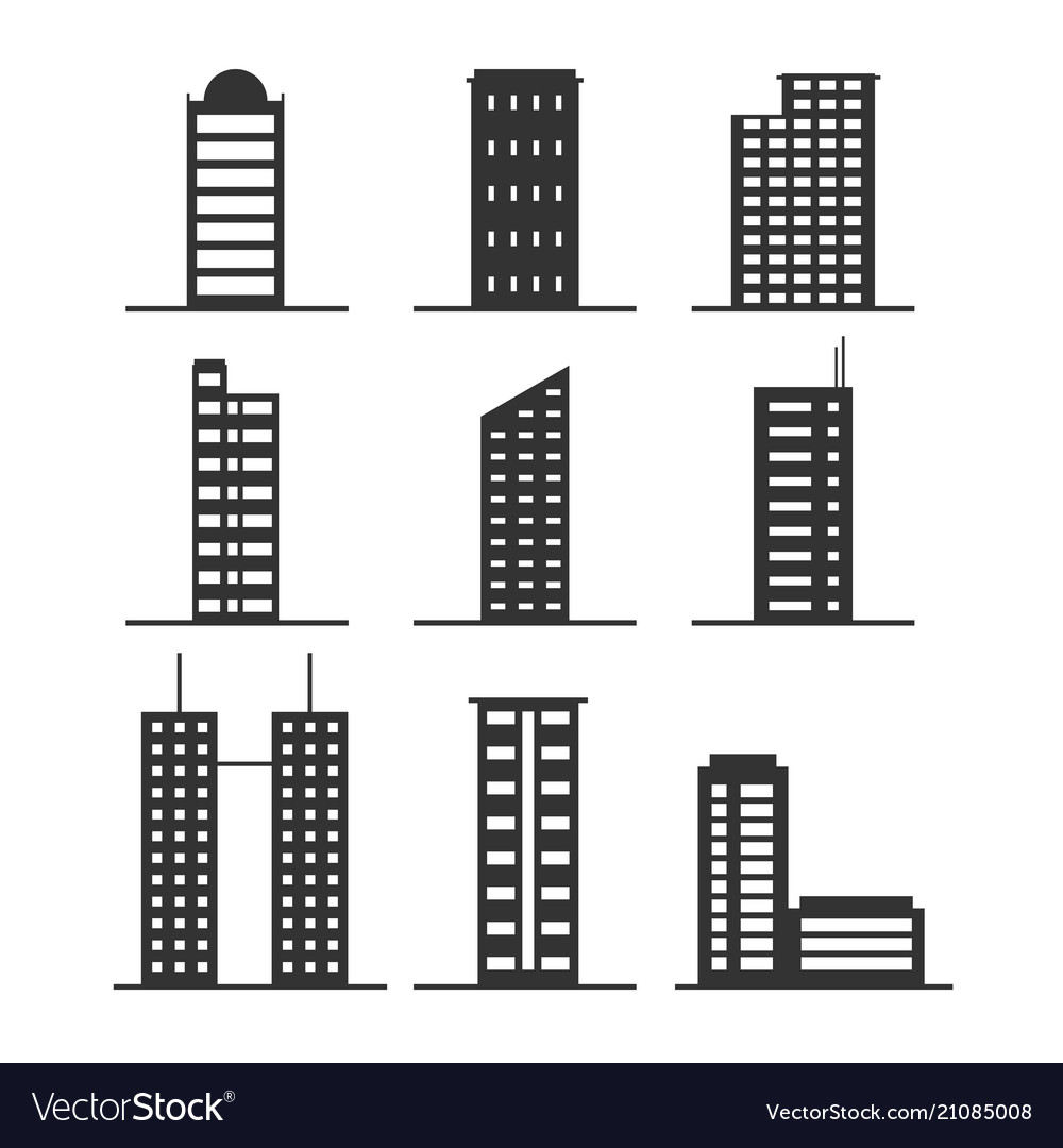 Set of modern office tall building for icon Vector Image