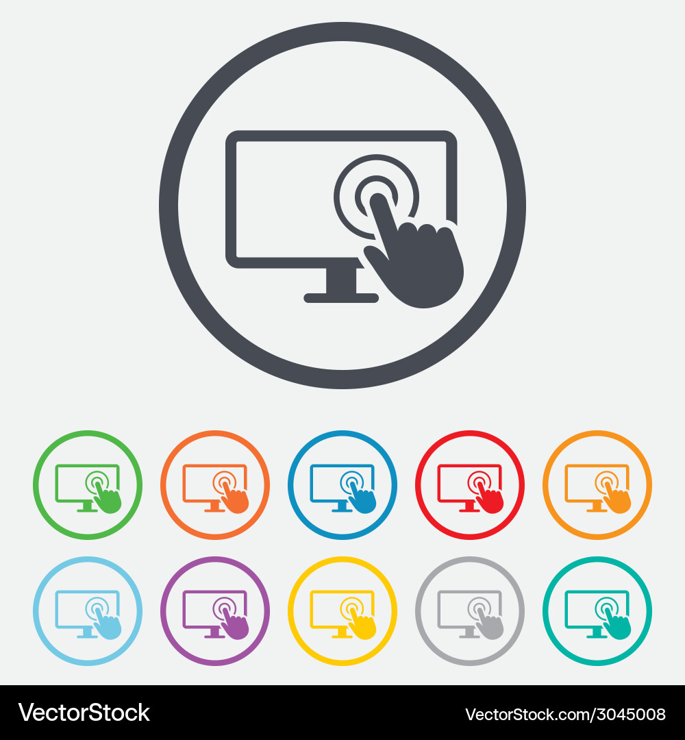 Touch screen monitor sign icon hand pointer Vector Image
