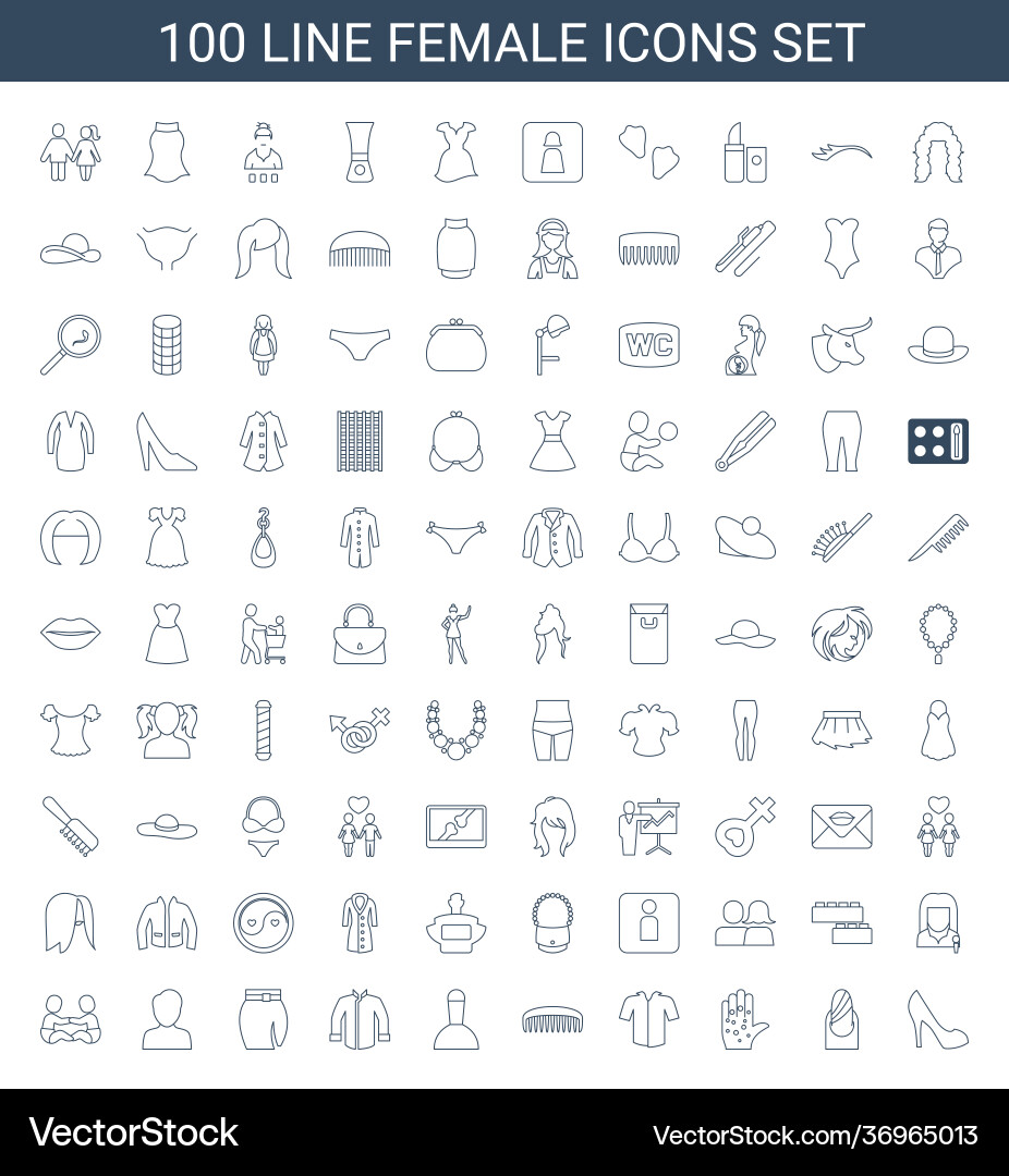100 female icons Royalty Free Vector Image - VectorStock
