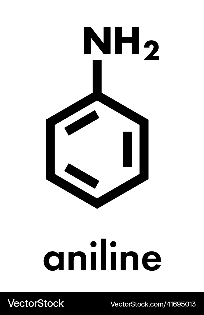 Aniline phenylamine aminobenzene molecule Vector Image
