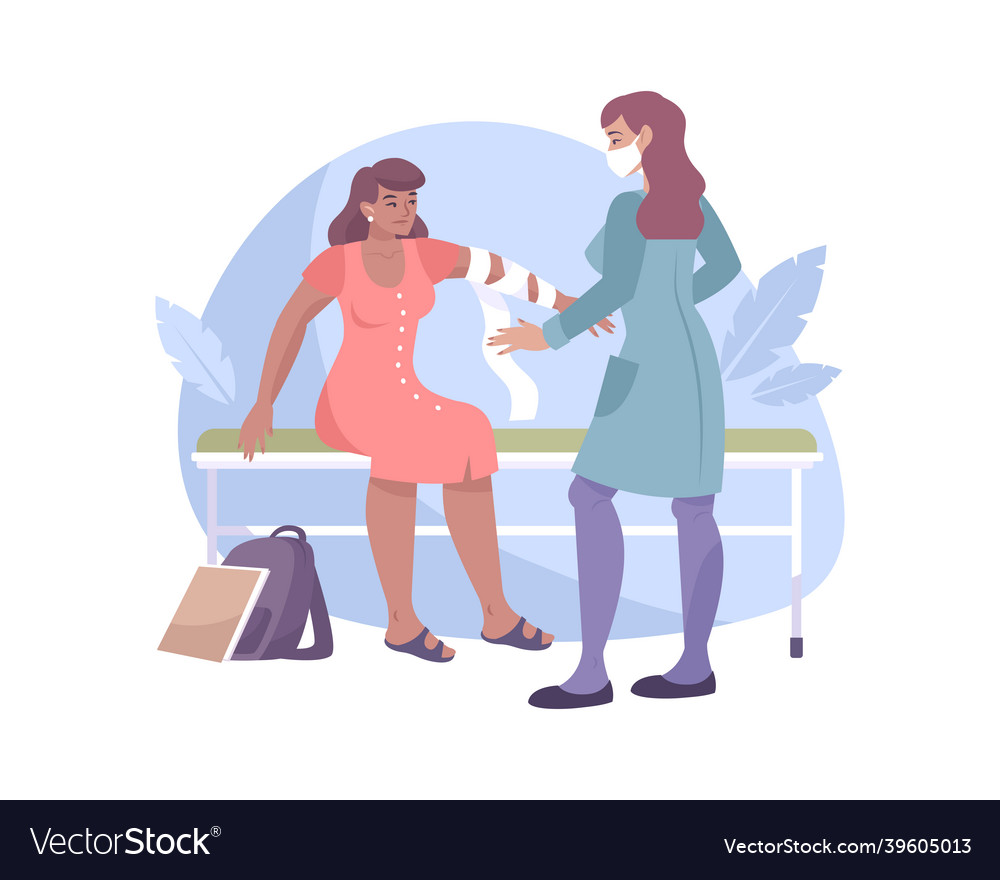 Bandaging flat composition Royalty Free Vector Image