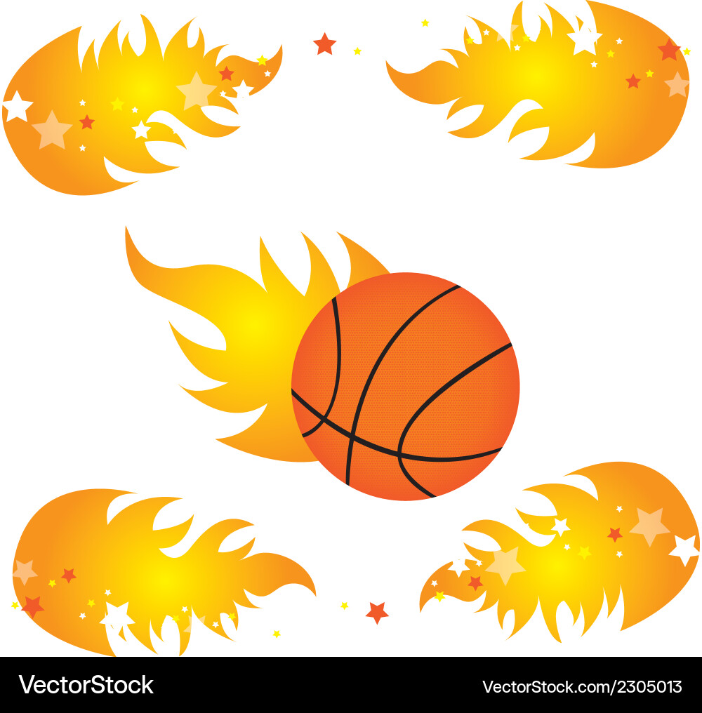 Basketball with fire stars over white background Vector Image