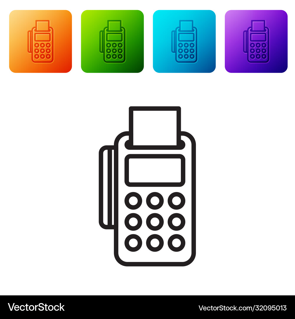 Black line pos terminal with inserted credit card Vector Image