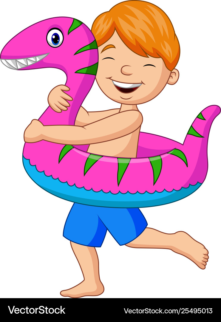 Cartoon little boy with inflatable ring Royalty Free Vector