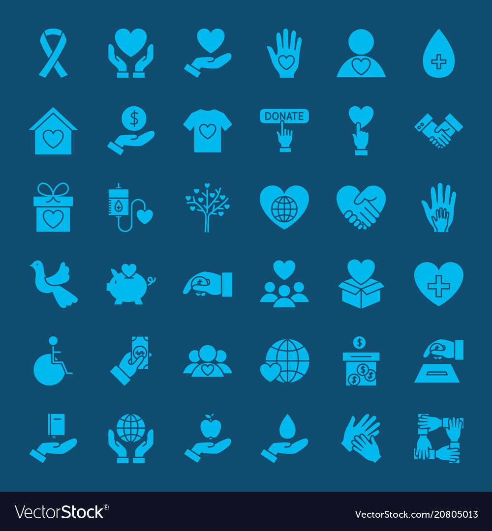 Charity solid web icons Royalty Free Vector Image