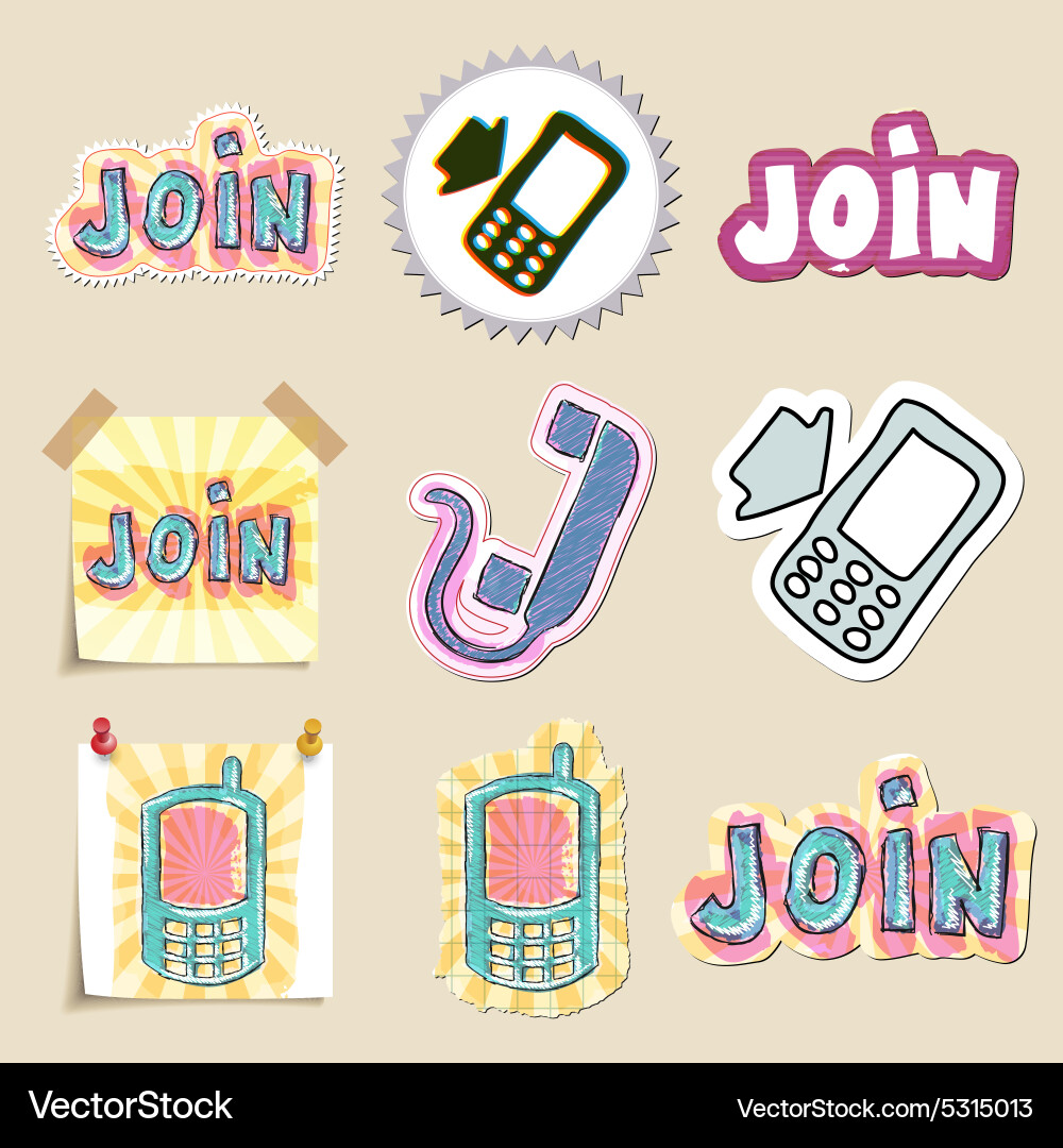 Communication icons set hand drawn and isolated Vector Image