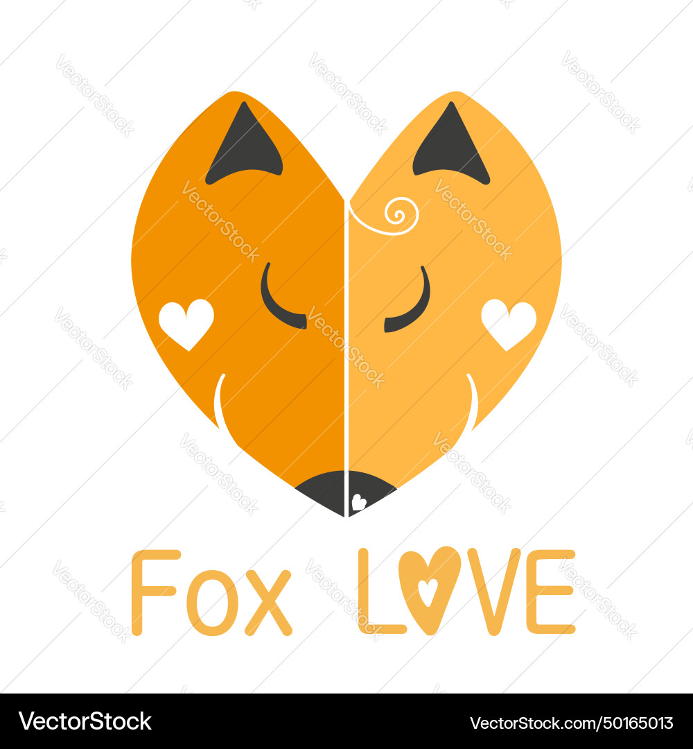 Fox love logo two foxes in on a white Royalty Free Vector
