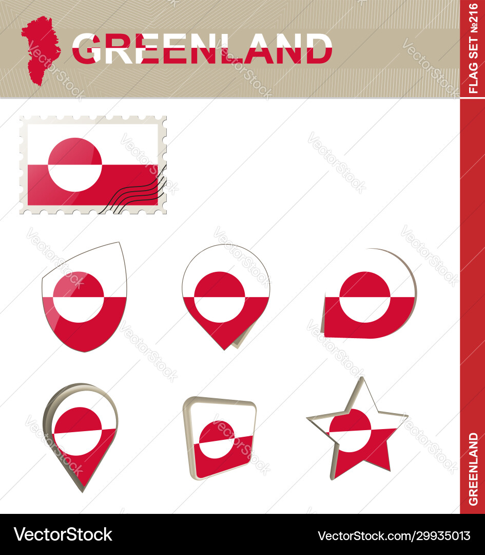 Greenland flag set flag set 216 Royalty Free Vector Image