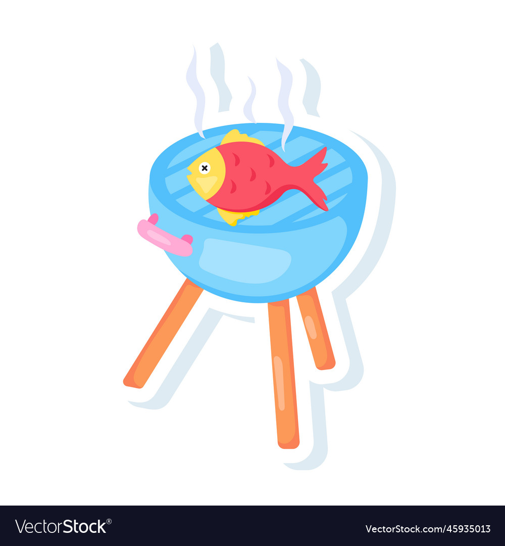 Grilling fish Royalty Free Vector Image - VectorStock