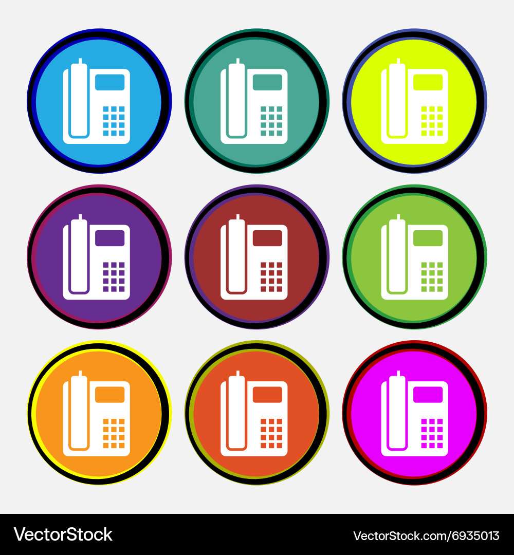 Home phone icon sign nine multi colored round Vector Image