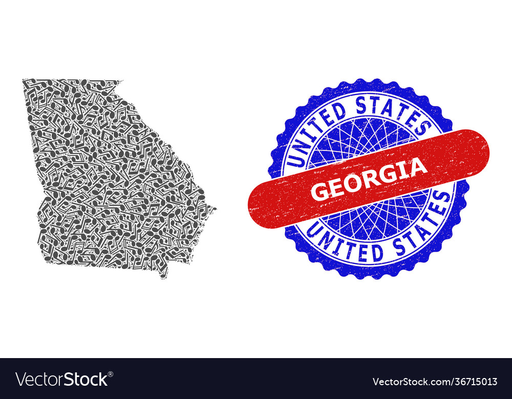 Music notation pattern for georgia state map Vector Image