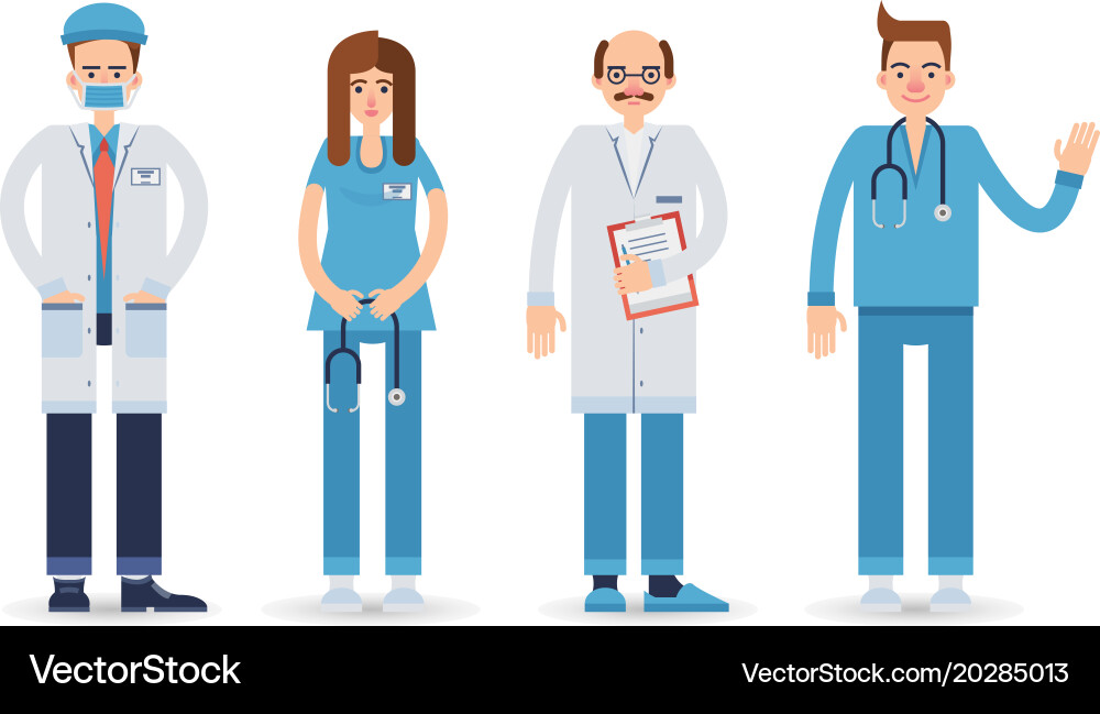 Set of doctors in uniform Royalty Free Vector Image