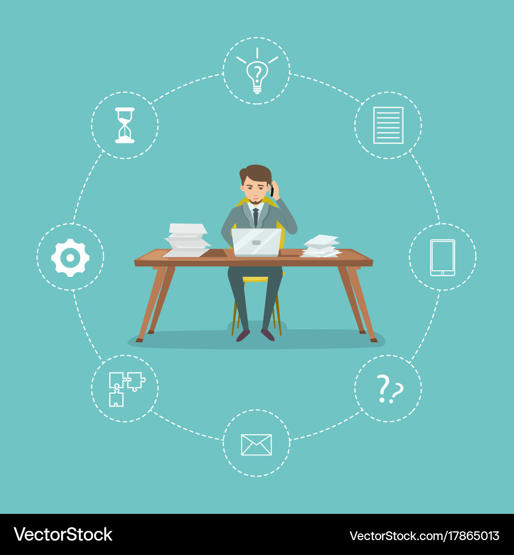 Time management poster with businessman Royalty Free Vector