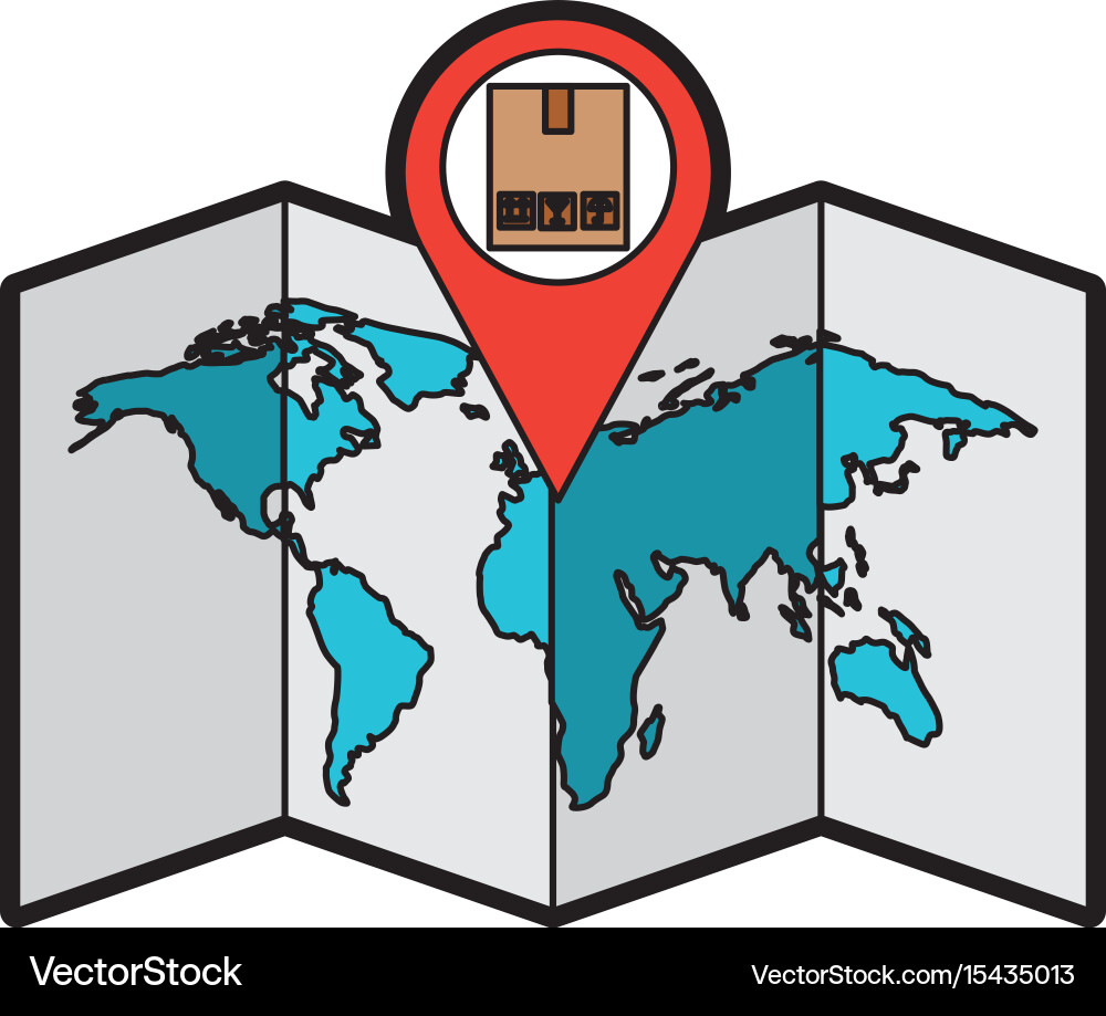 World map with pin location box Royalty Free Vector Image