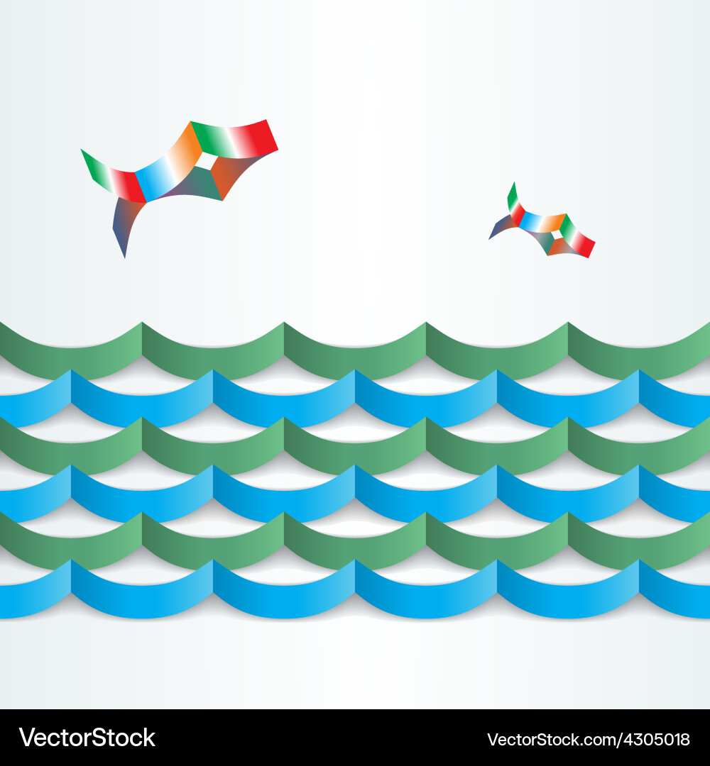 Abstract paper background Fish floating on the Vector Image