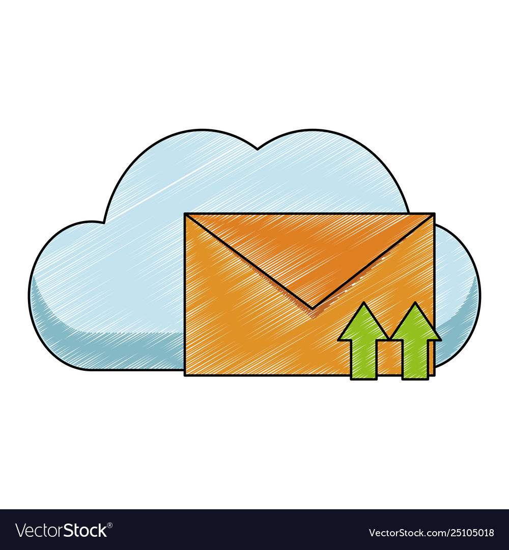 Cloud computing and email scribble Royalty Free Vector Image