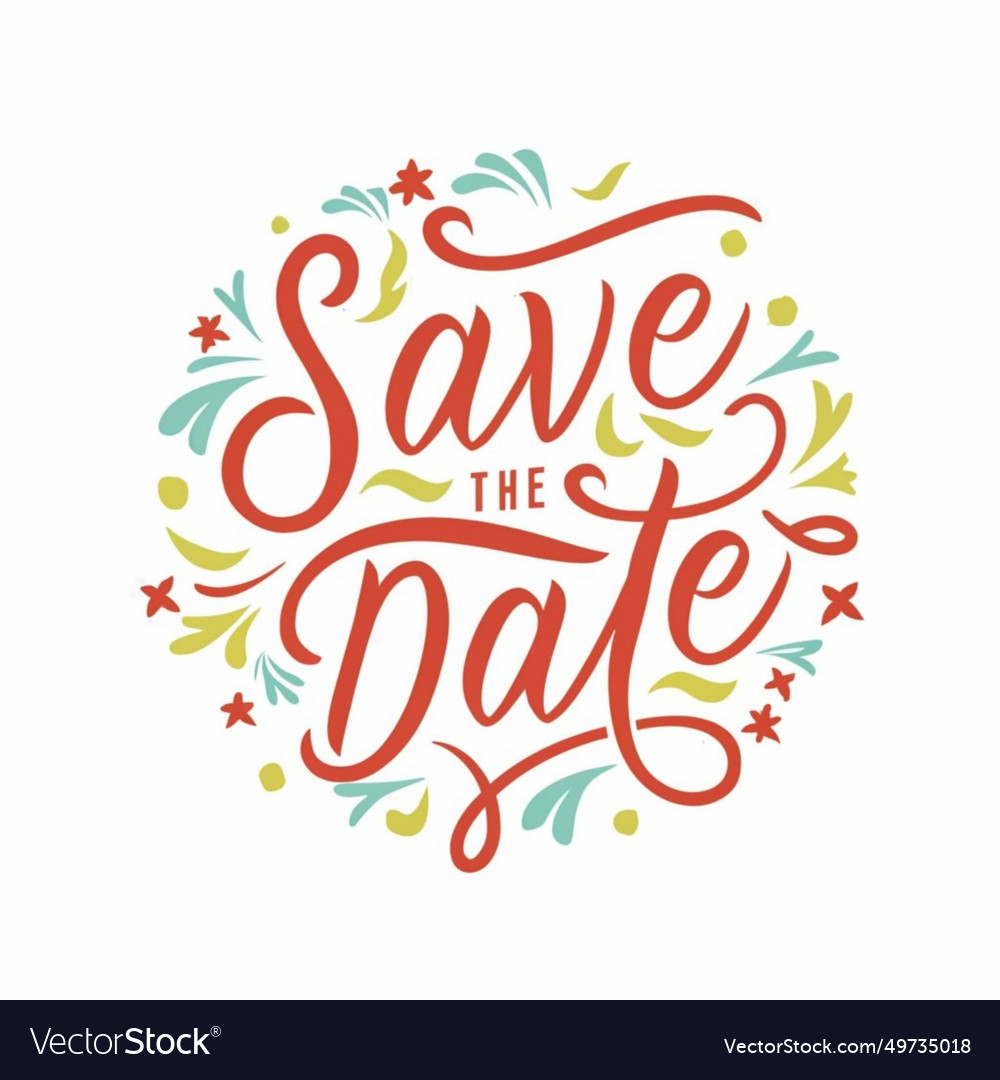 Colourful unique save date lettering logo design Vector Image