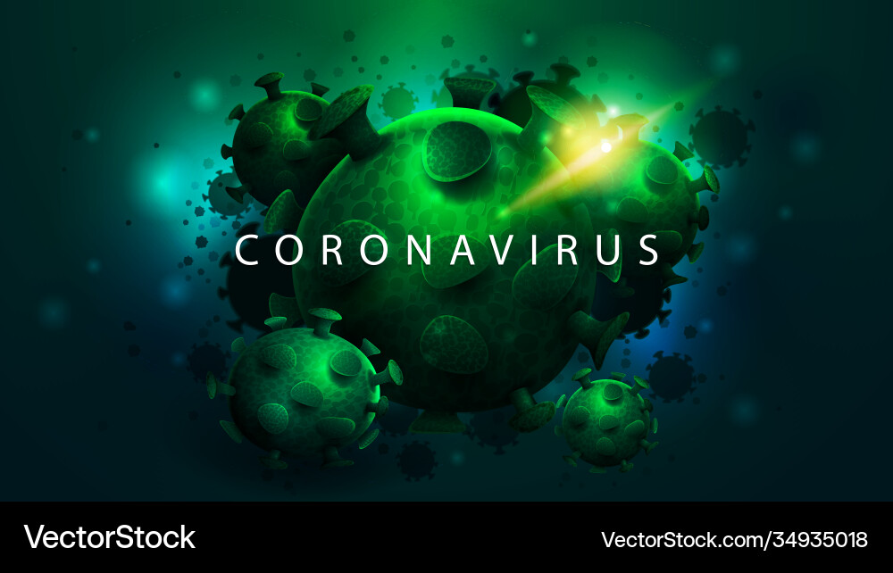 Coronavirus dark poster with large green Vector Image