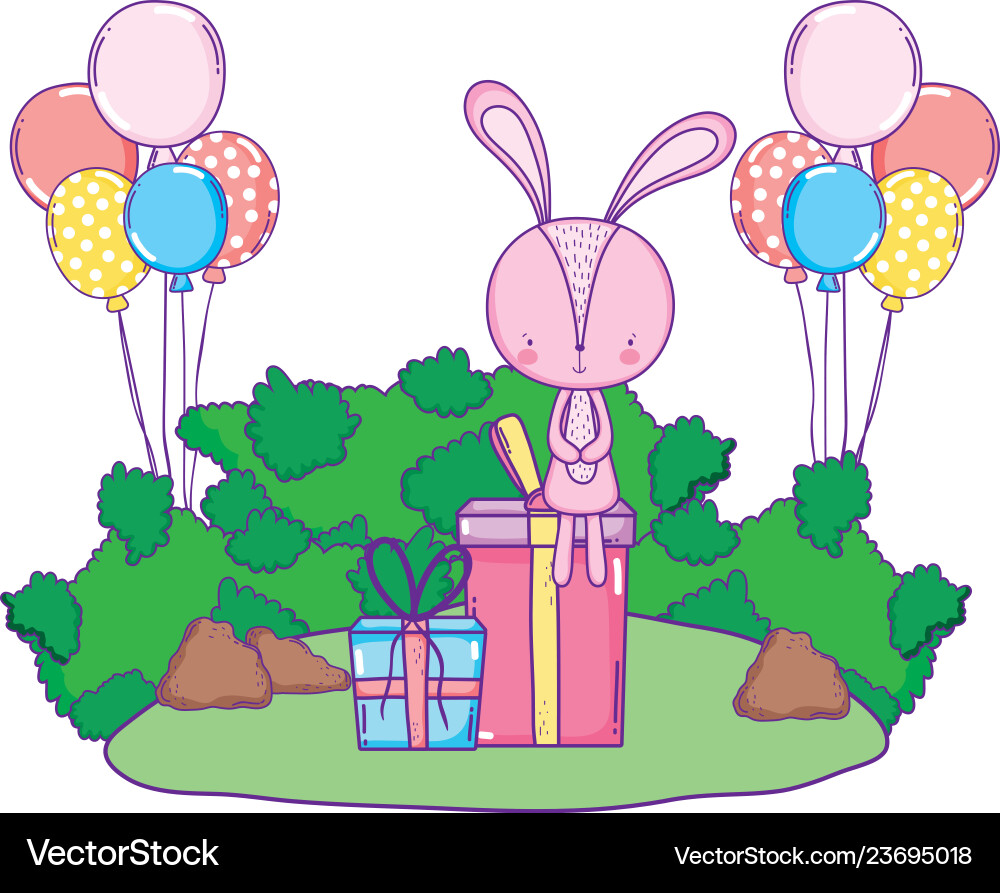 Cute little rabbit with balloons helium Royalty Free Vector