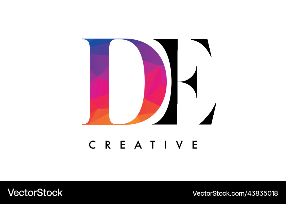 De letter design with creative cut and colorful Vector Image