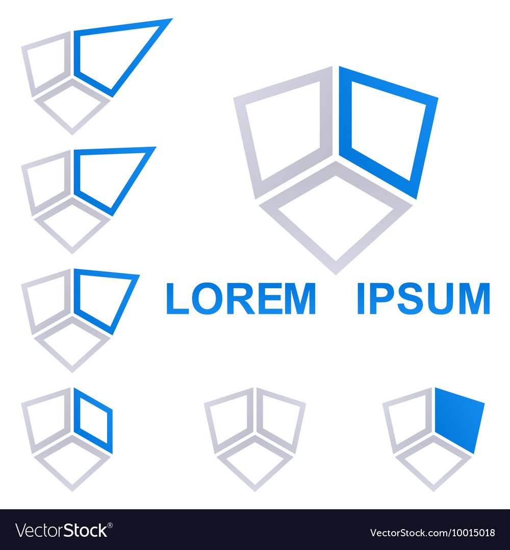 Geometric square logo set Royalty Free Vector Image