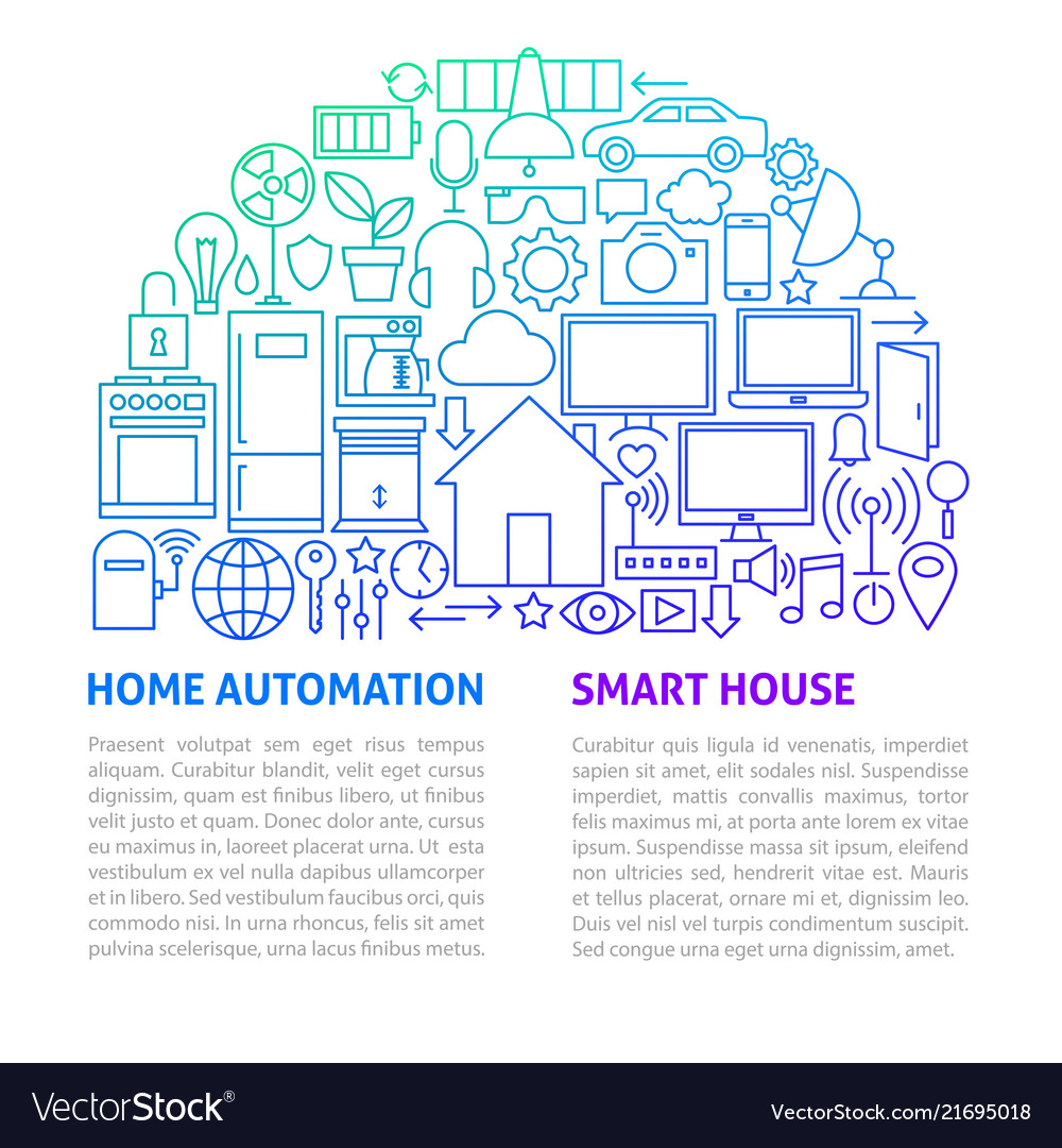 Home automation line template Royalty Free Vector Image Home automation line template Royalty Free Vector Image