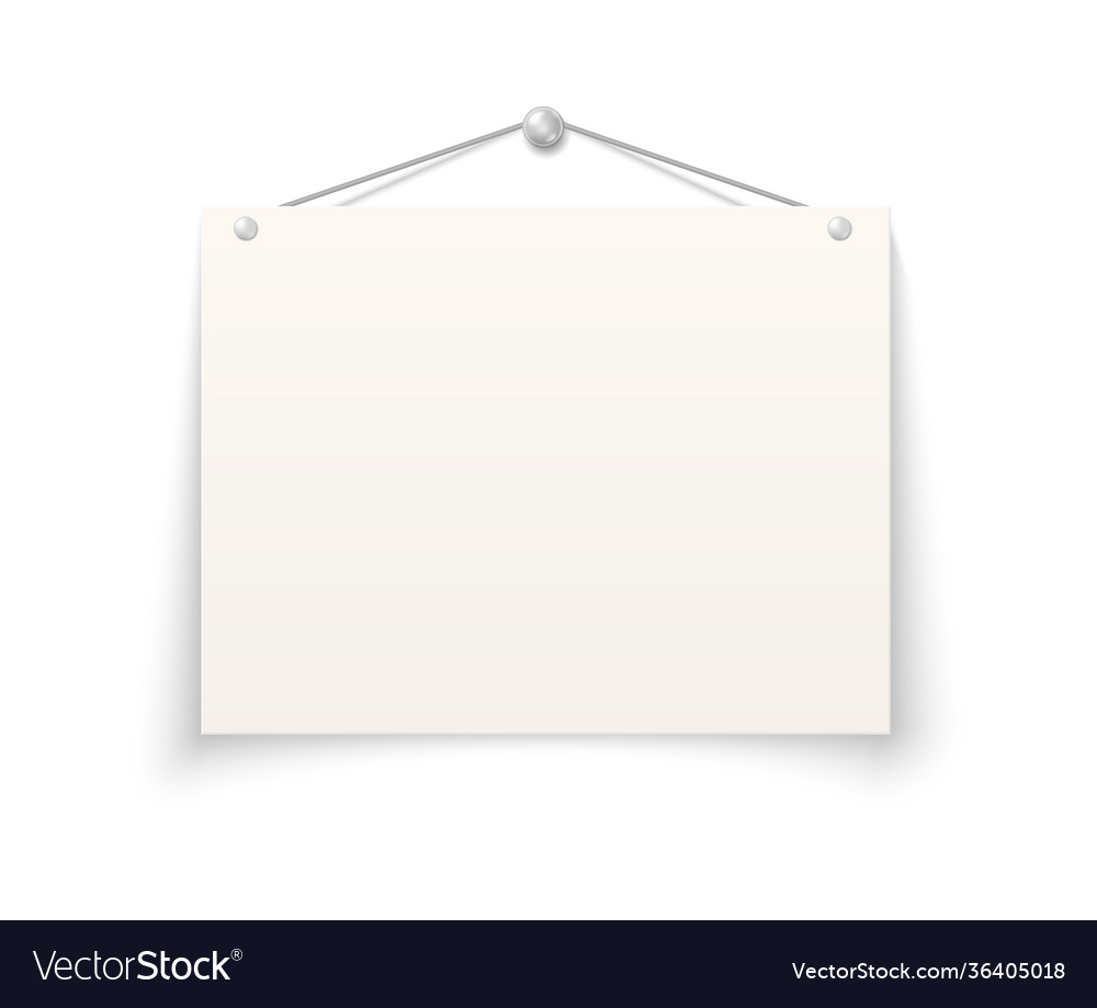 Realistic blank paper signboard white banner Vector Image Realistic blank paper signboard white banner Vector Image