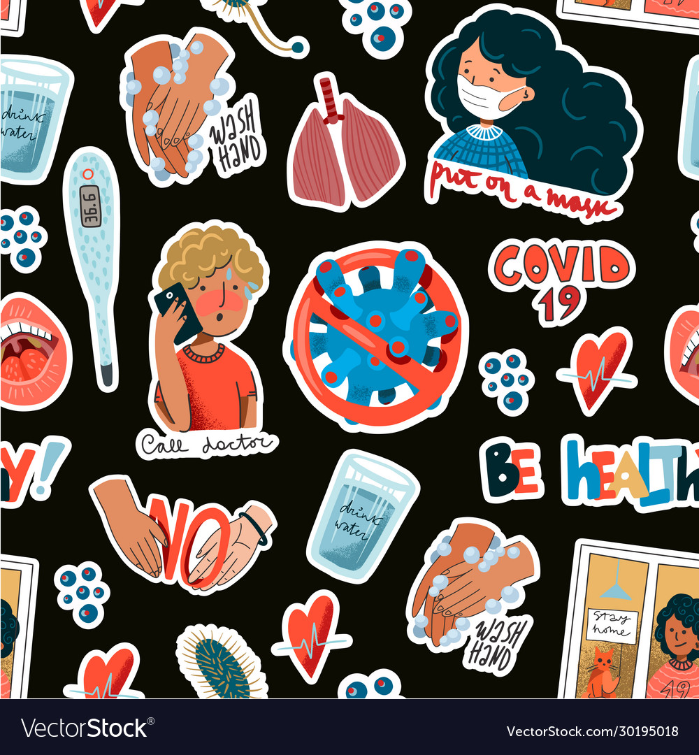 Seamless pattern with coronavirus prevention Vector Image