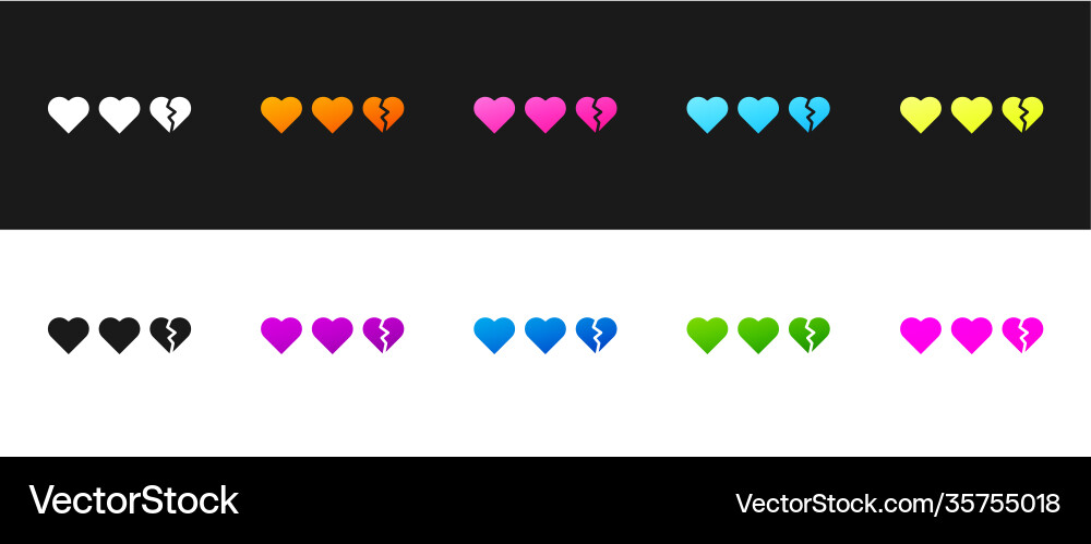 Set hearts for game icon isolated on black Vector Image